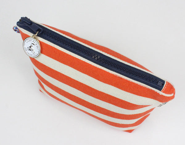 Lady Alamo: Little Zip Cosmetic Pouch, Papaya Stripe